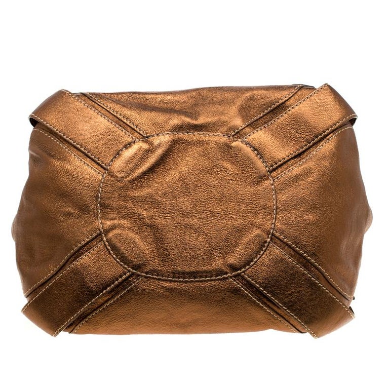Jimmy Choo Bronze Leather Mahala Tote For Sale at 1stDibs