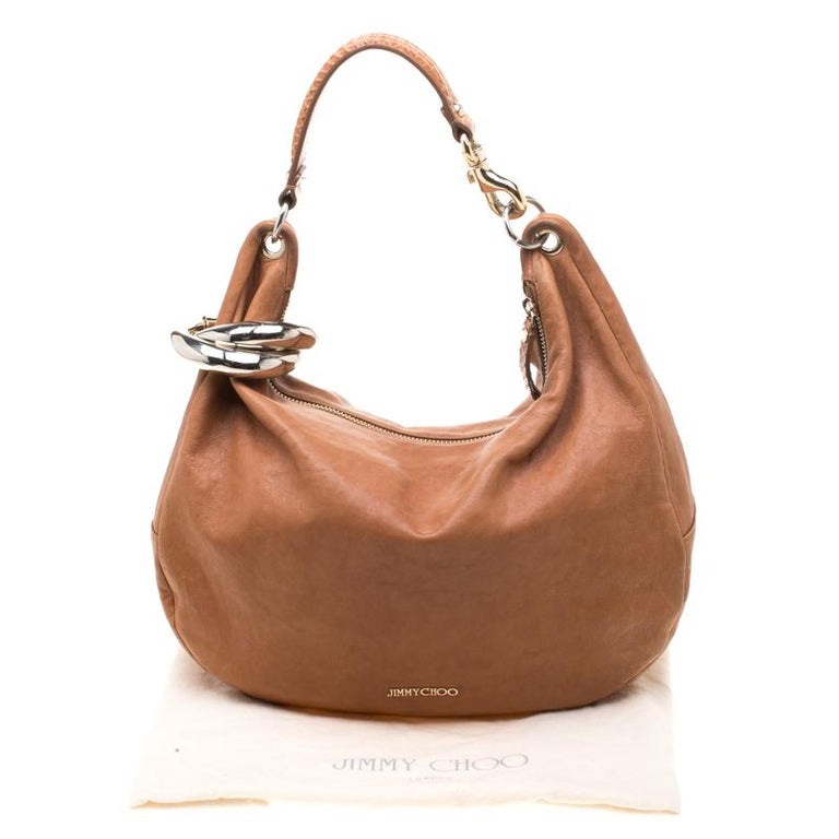 Jimmy Choo Brown Leather Large Sky Bangle Hobo For Sale at 1stDibs