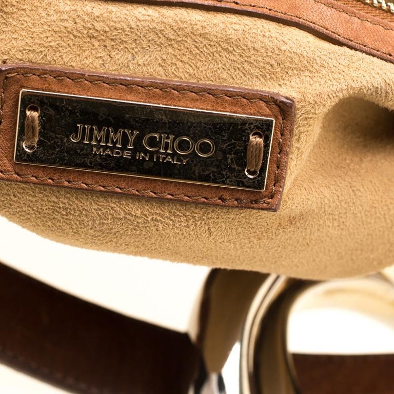 Jimmy Choo Brown Leather Large Sky Bangle Hobo For Sale at 1stDibs