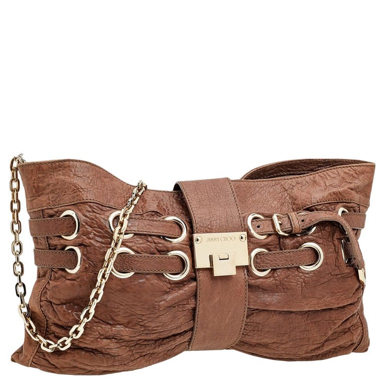Jimmy Choo Brown Riki Chain Shoulder Bag at 1stDibs