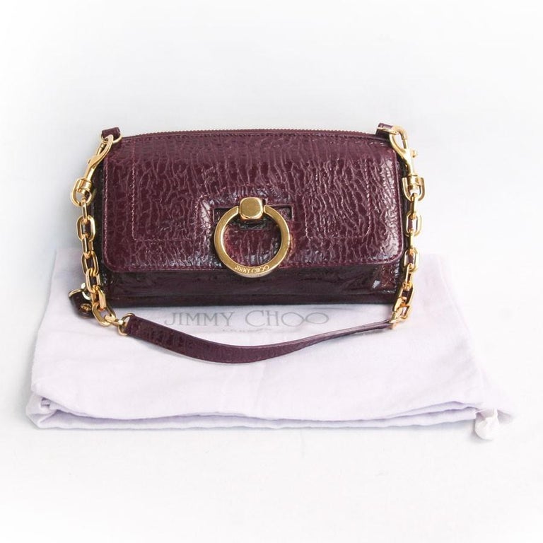 JIMMY CHOO Clutch Bag in Burgundy Leather For Sale at 1stDibs