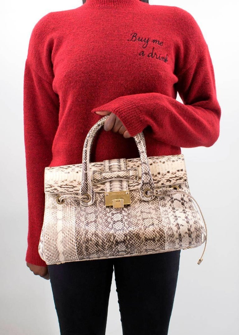 Jimmy Choo Cream and Grey Python Top Handle/Shoulder Bag at 1stDibs