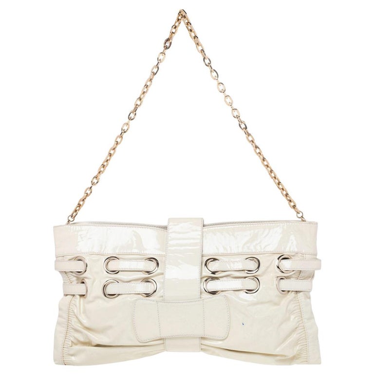 Jimmy Choo Cream Patent Leather Rio Chain Shoulder Bag at 1stDibs