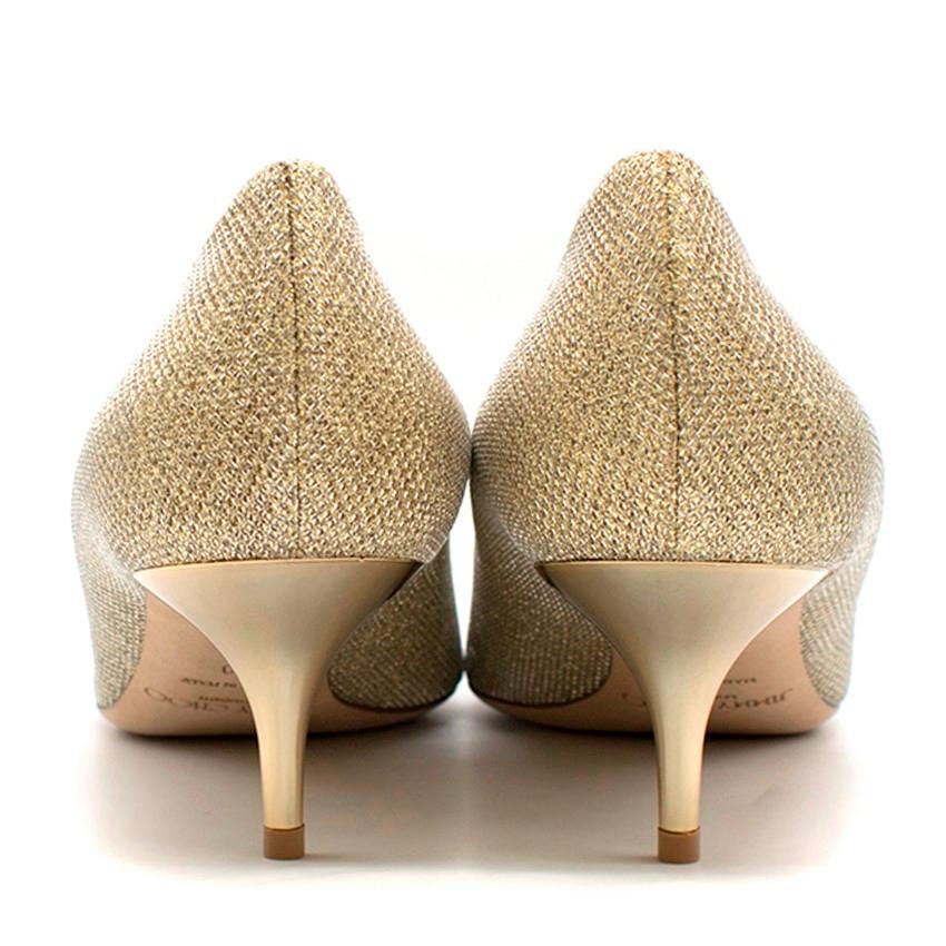 Jimmy Choo Gold Lame Kitten Heel Pumps 40 at 1stDibs | gold lame heels