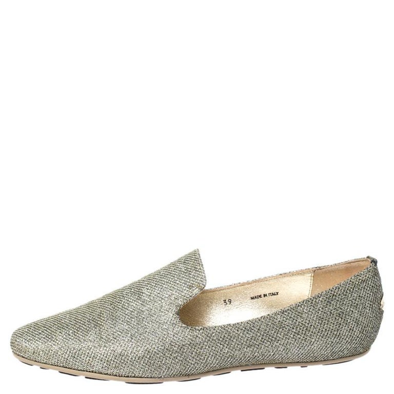 Jimmy Choo Gold Lame Wheel Smoking Slippers Size 39 at 1stDibs