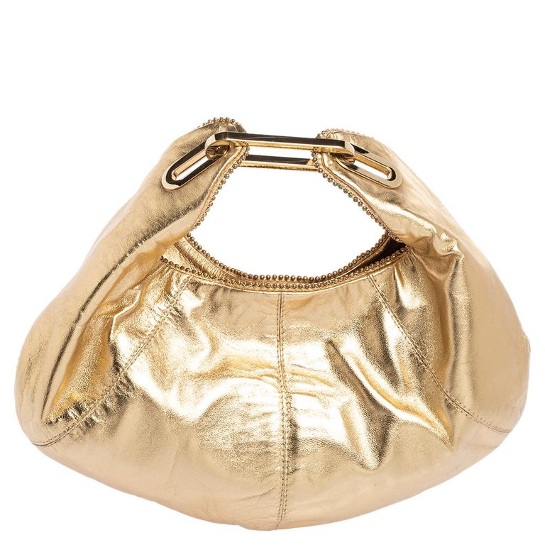 Jimmy Choo Gold Leather Carina Hobo For Sale at 1stDibs