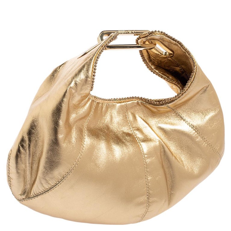 Jimmy Choo Gold Leather Carina Hobo For Sale at 1stDibs