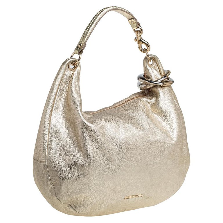 Jimmy Choo Gold Leather Large Sky Bangle Hobo at 1stDibs