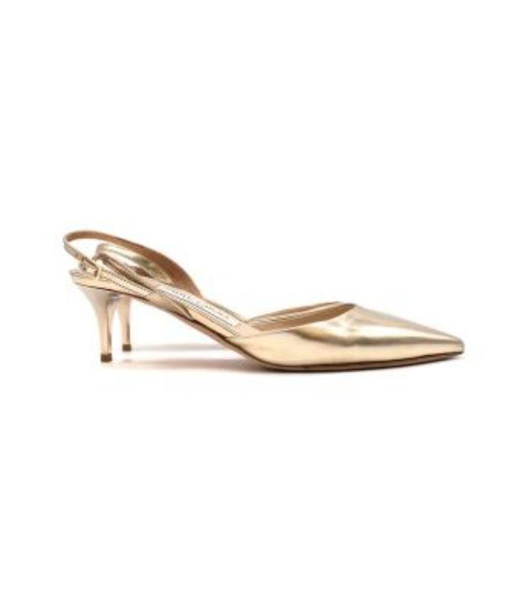 Jimmy Choo Gold leather slingback sandals For Sale at 1stDibs
