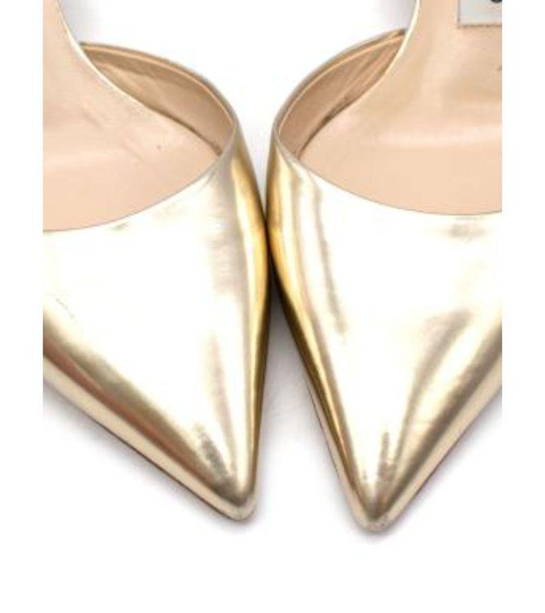 Jimmy Choo Gold leather slingback sandals For Sale at 1stDibs