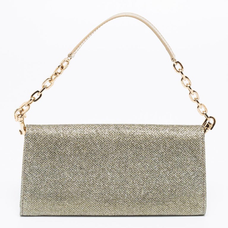 Jimmy Choo Gold/Silver Glitter Riane Clutch Bag at 1stDibs