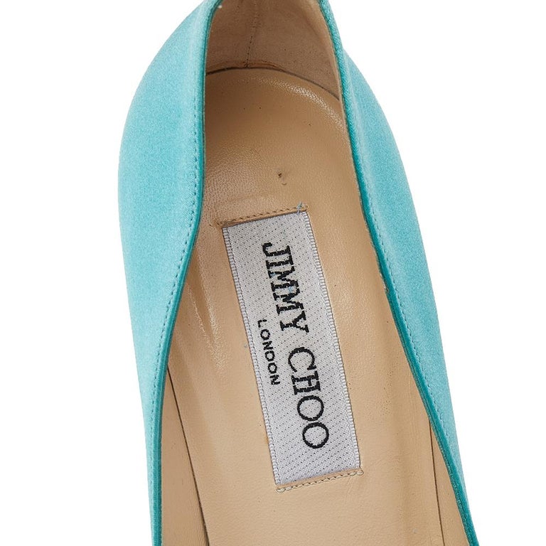 Jimmy Choo Green Satin Pointed Toe Pumps Size 38.5 at 1stDibs