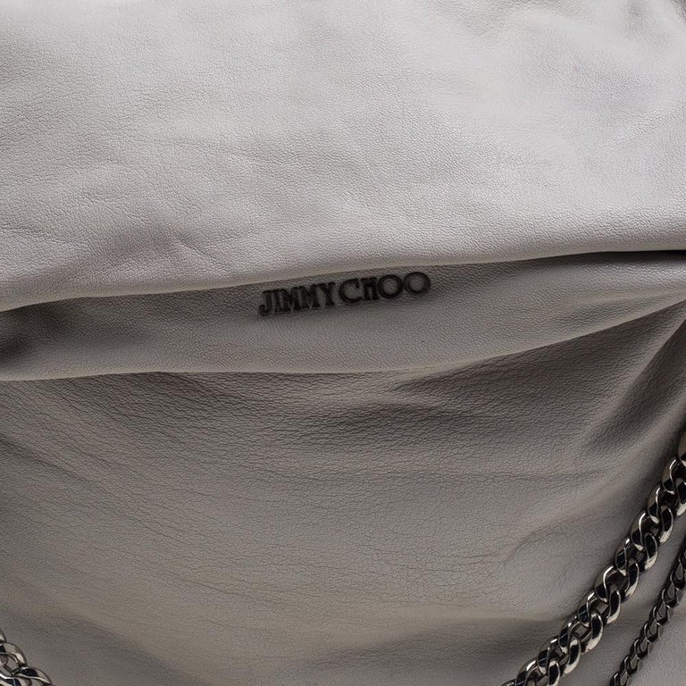 Jimmy Choo Grey Leather Large Biker Saddle Chain Shoulder Bag at 1stDibs