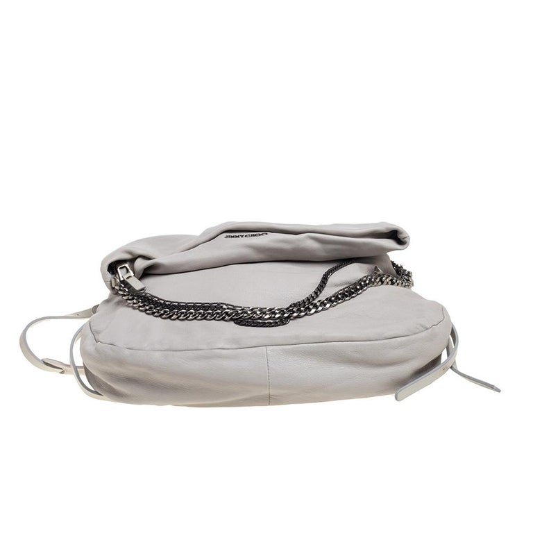 Jimmy Choo Grey Leather Large Biker Saddle Chain Shoulder Bag at 1stDibs