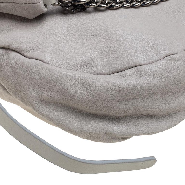 Jimmy Choo Grey Leather Large Biker Saddle Chain Shoulder Bag at 1stDibs
