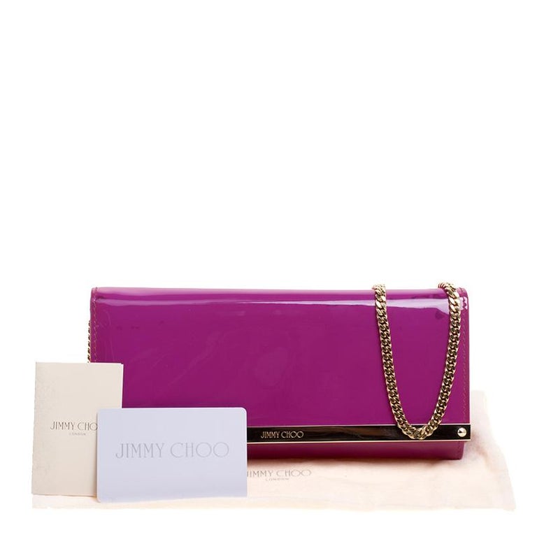Jimmy Choo Hot Pink Patent Leather Milla Clutch Bag For Sale at 1stDibs