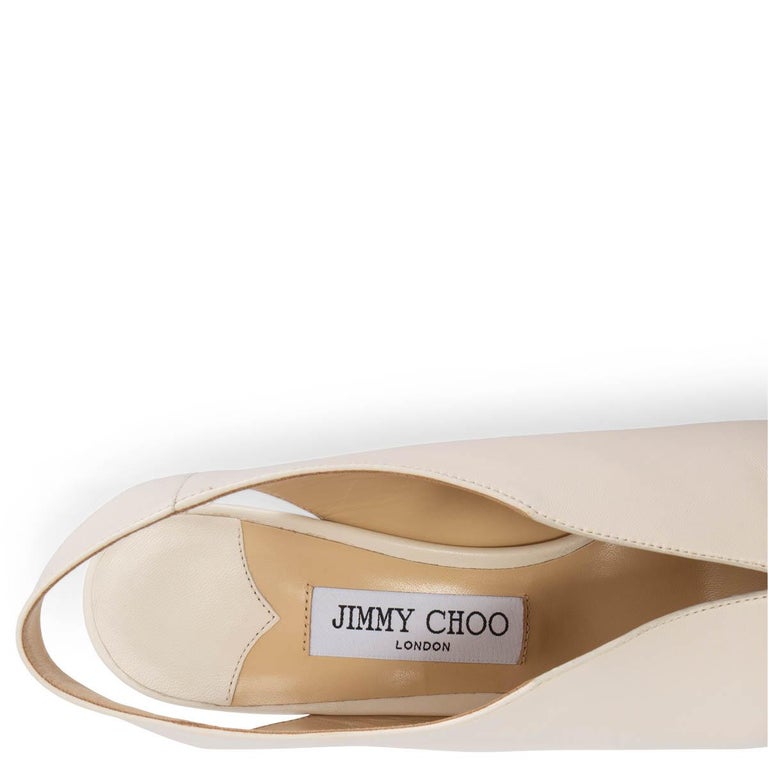 JIMMY CHOO ivory leather SAISE 85 Pointed Toe Slingbacks Pumps Shoes 39 ...