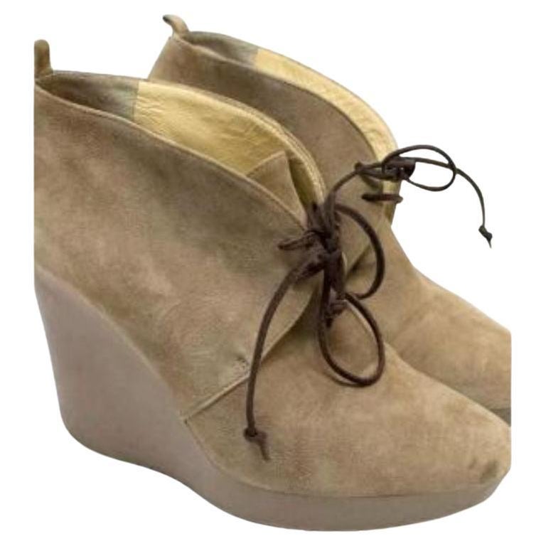 Jimmy Choo Light Brown Suede Wedge Heel Ankle Boots For Sale at 1stDibs
