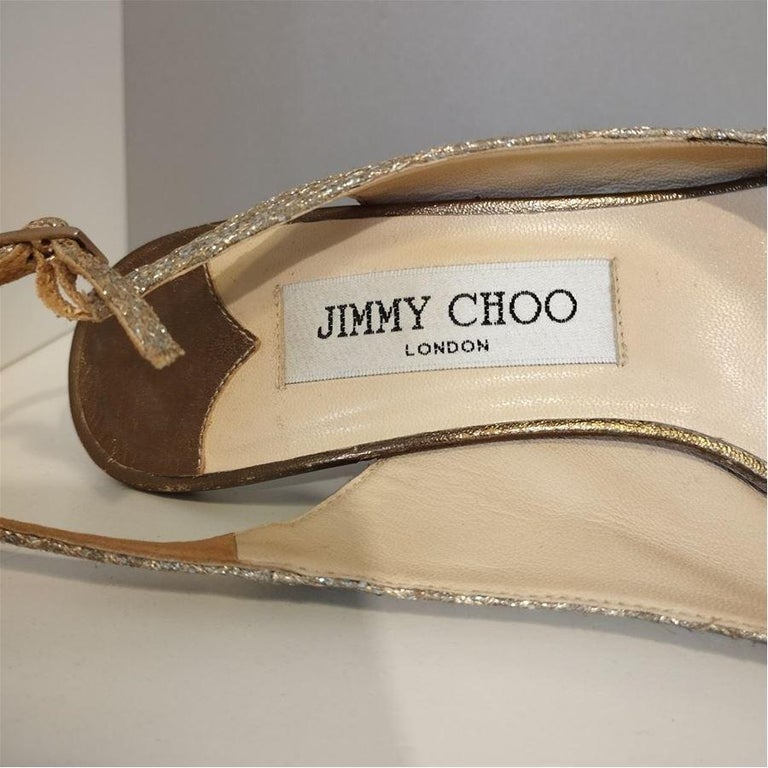 Jimmy Choo London Glittered open toe size 38 For Sale at 1stDibs