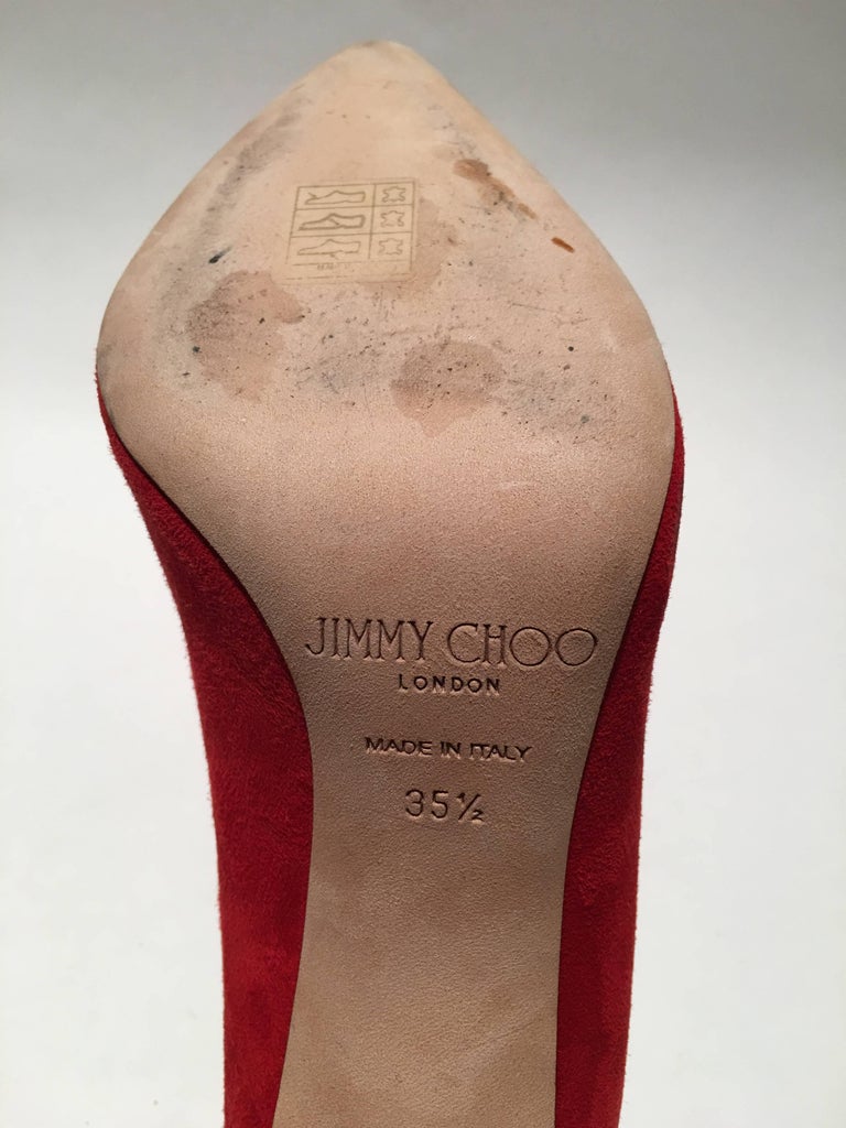Jimmy Choo London Red Suede Pumps For Sale at 1stDibs | jimmy choo red ...