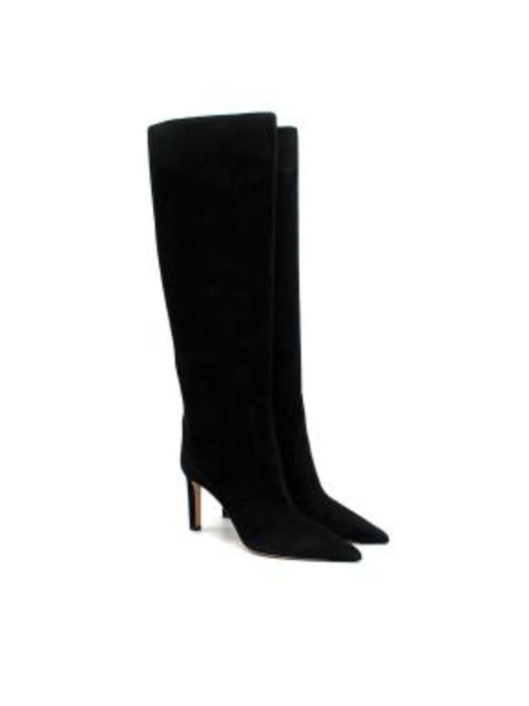 Jimmy Choo Mavis 85 Black Suede Knee High Boots For Sale at 1stDibs