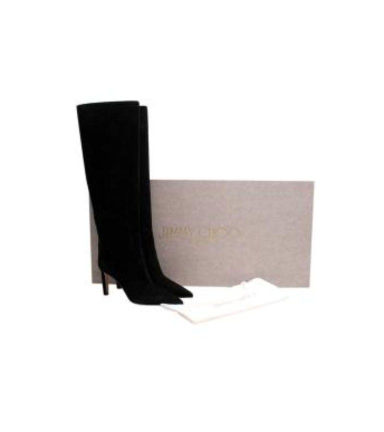 Jimmy Choo Mavis 85 Black Suede Knee High Boots For Sale at 1stDibs