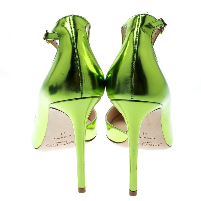 Jimmy Choo Metallic Apple Green Rosa Pointed Toe D'orsay Pumps Size 41 ...