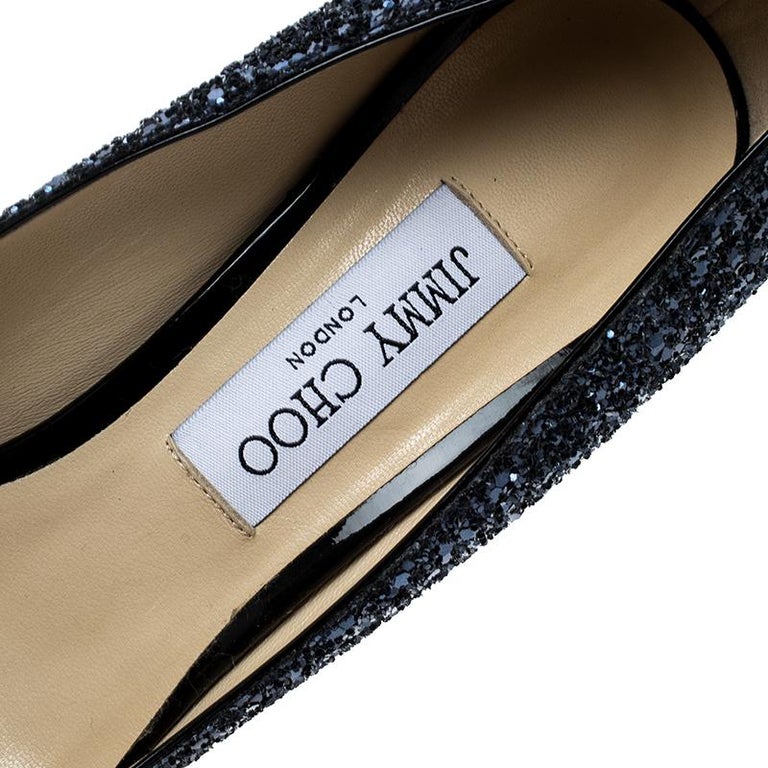 Jimmy Choo Metallic Coarse Glitter Degradé Romy Pointed Toe Pumps Size ...