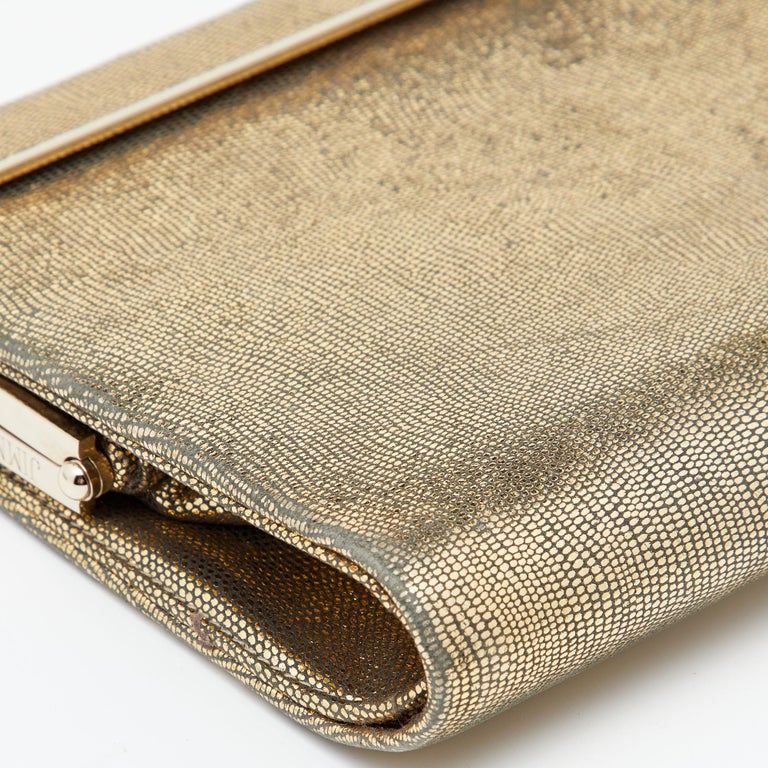 Jimmy Choo Metallic Gold Glitter Cayla Clutch For Sale at 1stDibs