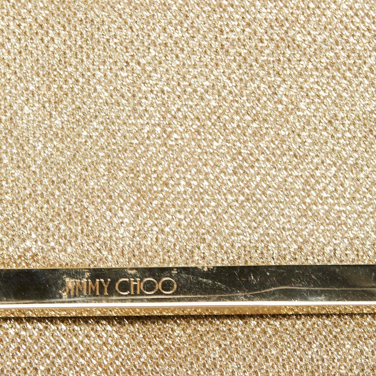 Jimmy Choo Metallic Gold Glitter Fabric Milla Clutch For Sale at 1stDibs