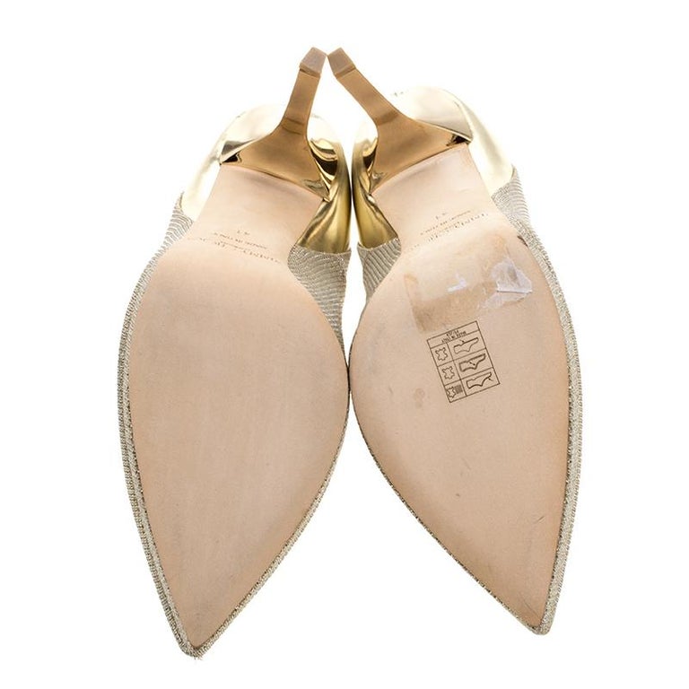 Jimmy Choo Metallic Gold Lamè and Leather Aude Pointed Toe Platform ...