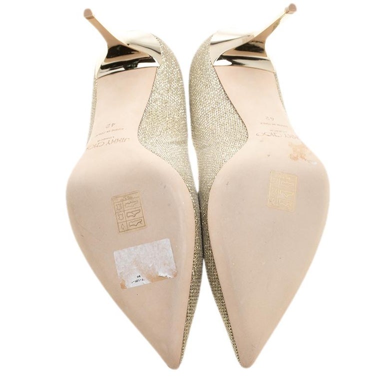 Jimmy Choo Metallic Gold Lamè Glitter Fabric Mamey Crystal Embellished
