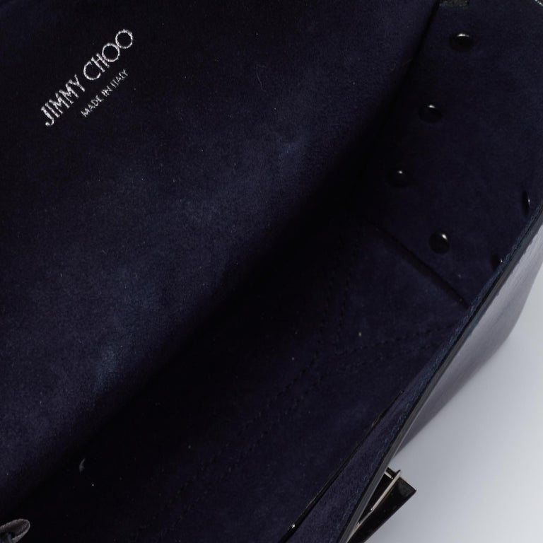 Jimmy Choo Metallic Navy Blue Leather Lockett City Shoulder Bag For ...
