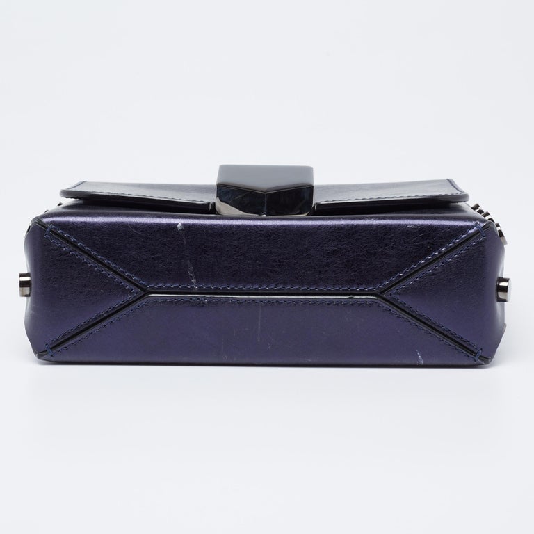 Jimmy Choo Metallic Navy Blue Leather Lockett City Shoulder Bag For ...