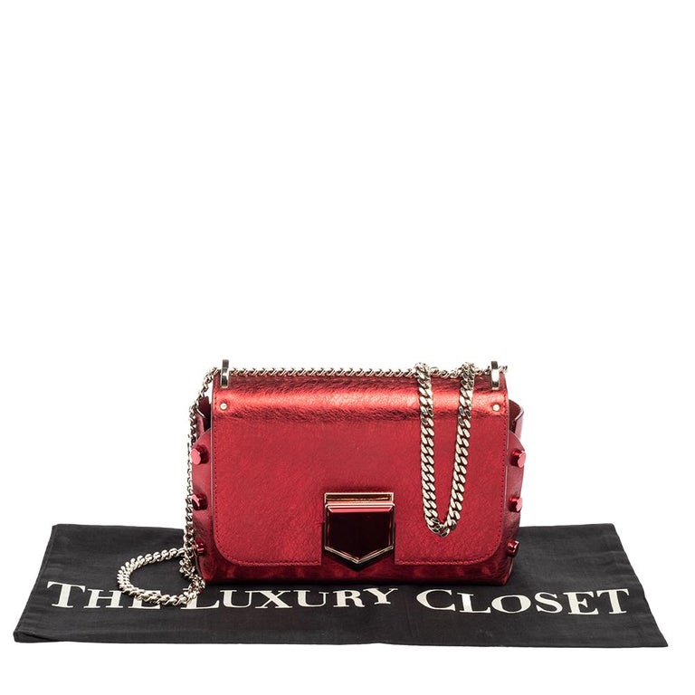 Jimmy Choo Metallic Red Leather Lockett City Shoulder Bag For Sale at ...