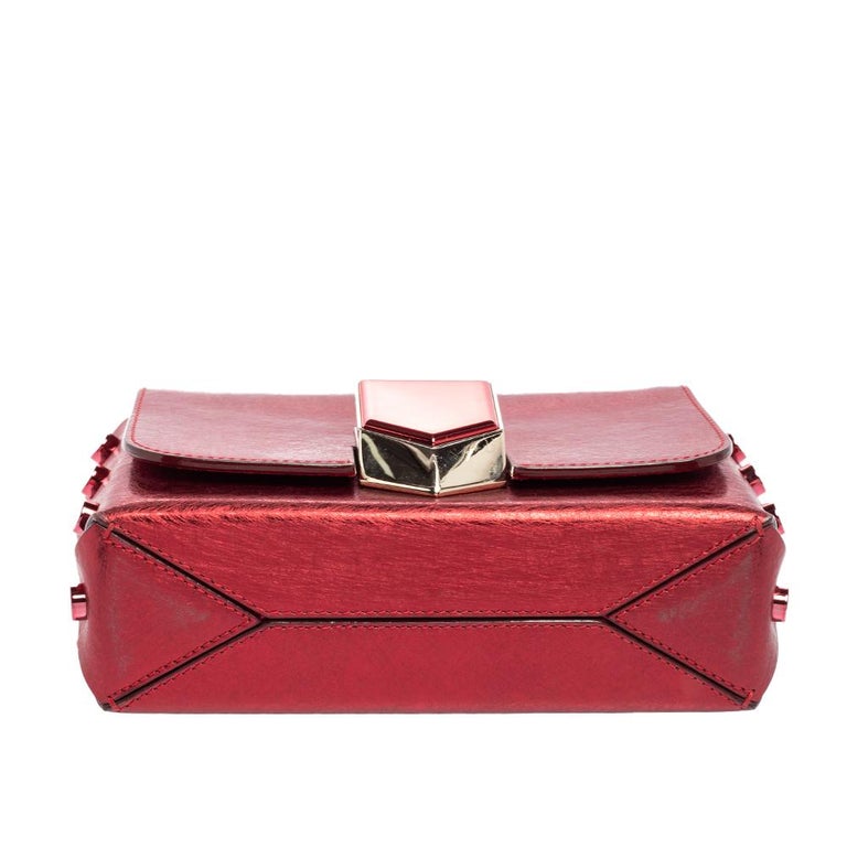 Jimmy Choo Metallic Red Leather Lockett City Shoulder Bag For Sale at ...