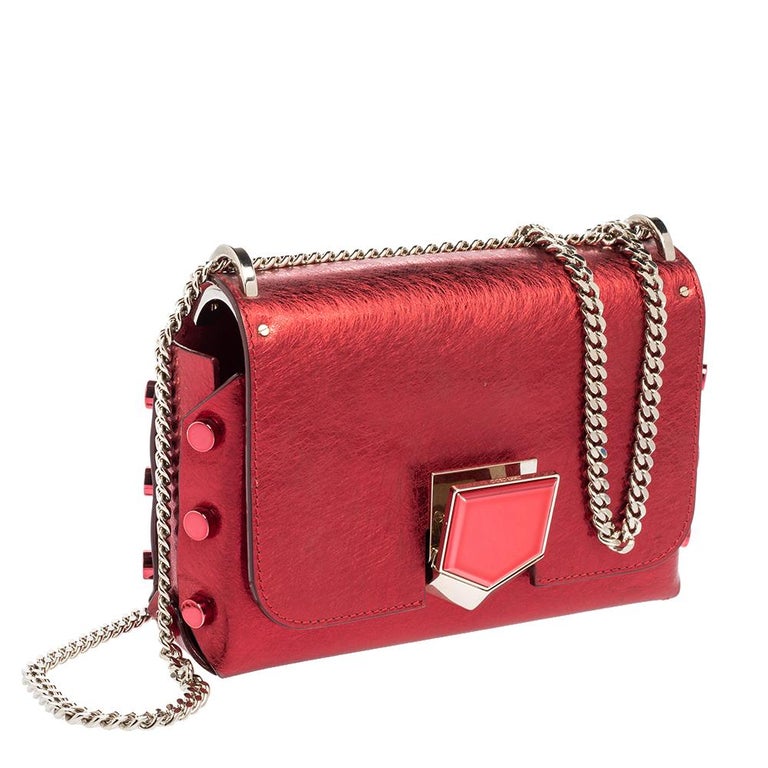 Jimmy Choo Metallic Red Leather Lockett City Shoulder Bag For Sale at ...