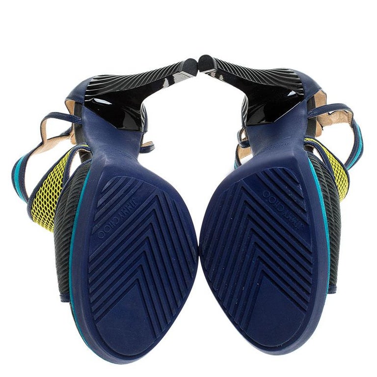 Jimmy Choo Multicolor Leather Lythe Honeycomb Platform Sandals Size 37 ...