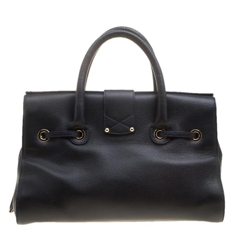 Jimmy Choo Navy Blue Grainy Leather Rosalie Top Handle For Sale at 1stDibs