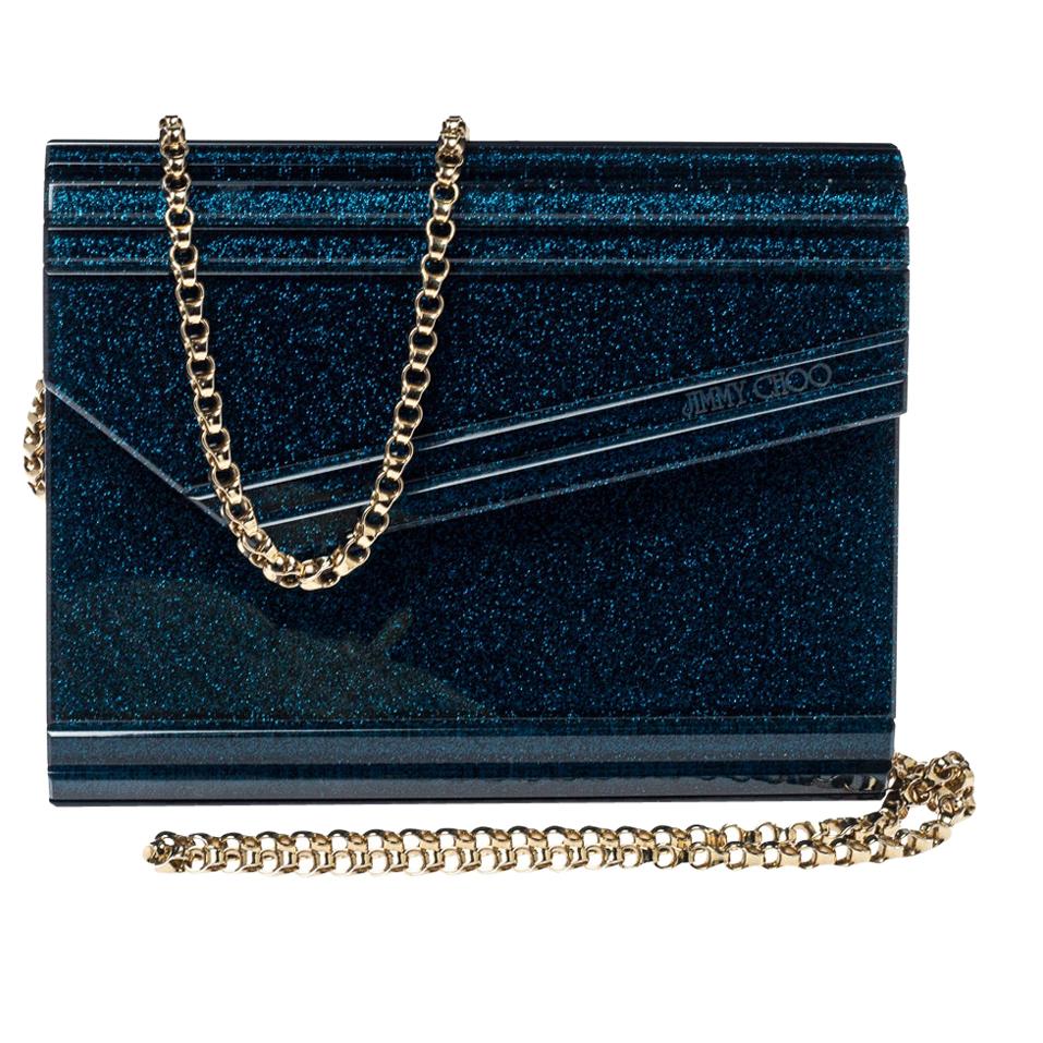 Jimmy Choo Navy Blue Shimmer Acrylic Candy Clutch Bag at 1stDibs