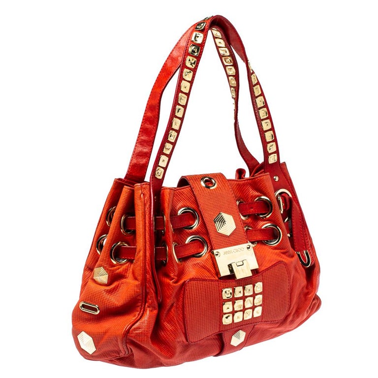 Jimmy Choo Orange Patent Leather Riki Tote at 1stDibs