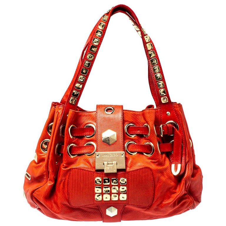 Jimmy Choo Orange Patent Leather Riki Tote at 1stDibs