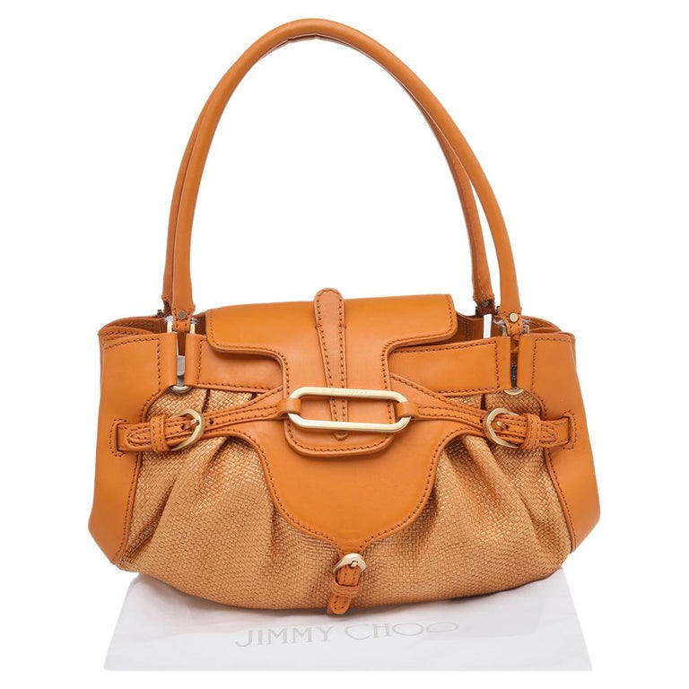 Jimmy Choo Orange Raffia And Leather Small Tulita Shoulder Bag at 1stDibs