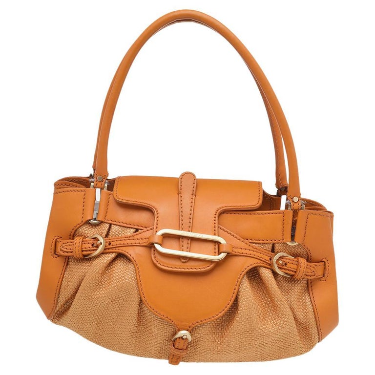 Jimmy Choo Orange Raffia And Leather Small Tulita Shoulder Bag at 1stDibs