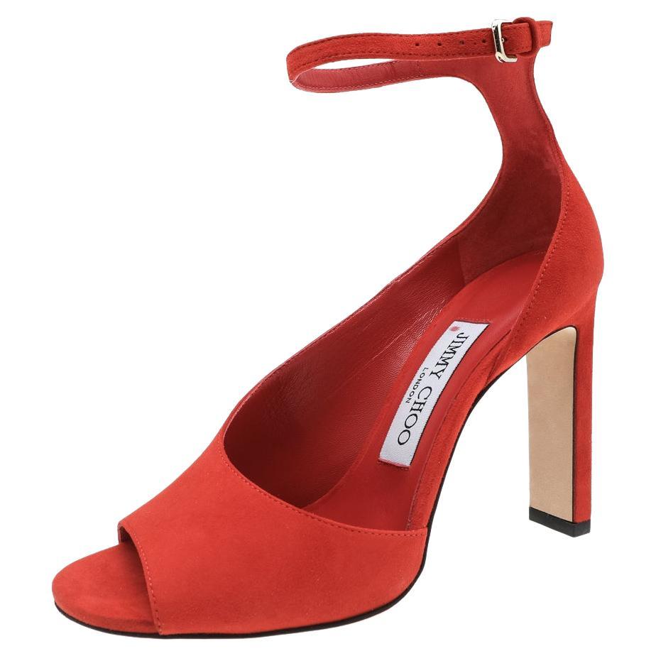JIMMY CHOO red canvas BEA 100 POINTED-TOE Pumps Shoes 39 at 1stDibs