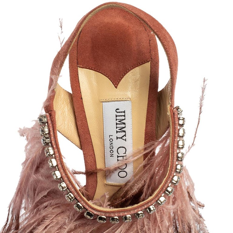 Jimmy Choo Pink Feather And Suede Ambre Pumps Size 40 at 1stDibs