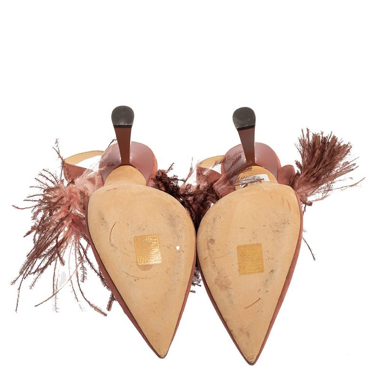 Jimmy Choo Pink Feather And Suede Ambre Pumps Size 40 at 1stDibs