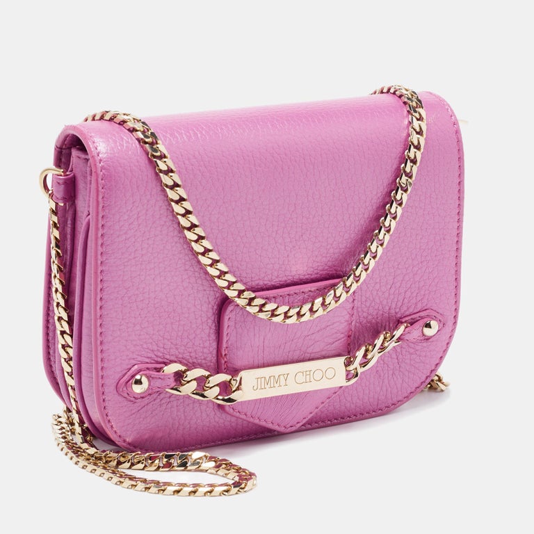 Jimmy Choo Pink Leather Shadow Chain Shoulder Bag For Sale at 1stDibs