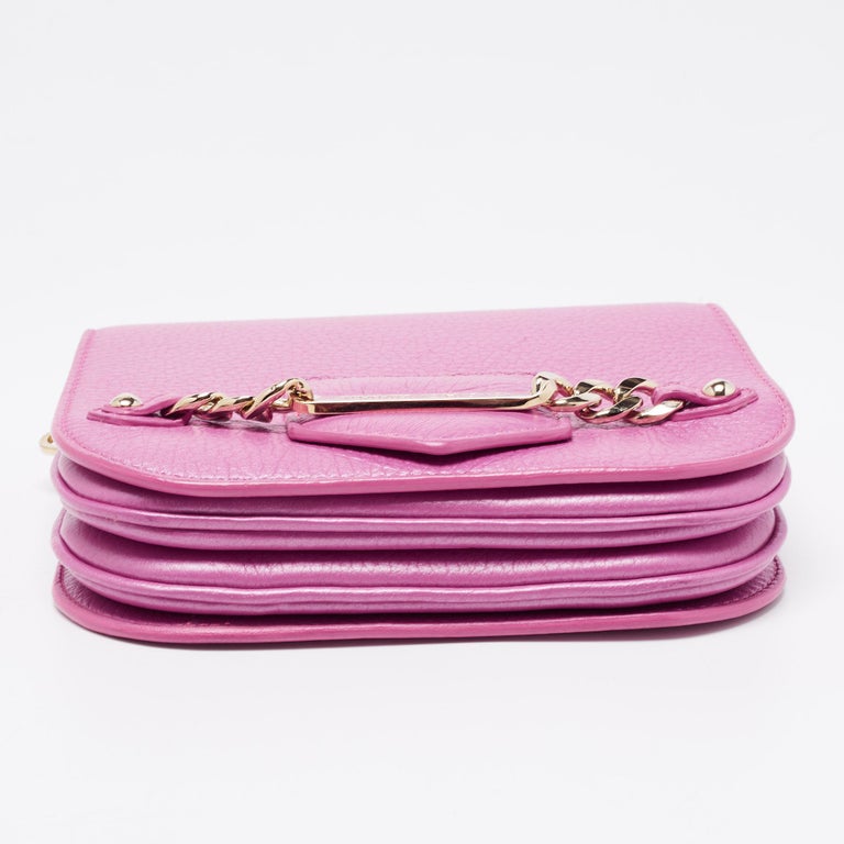 Jimmy Choo Pink Leather Shadow Chain Shoulder Bag For Sale at 1stDibs