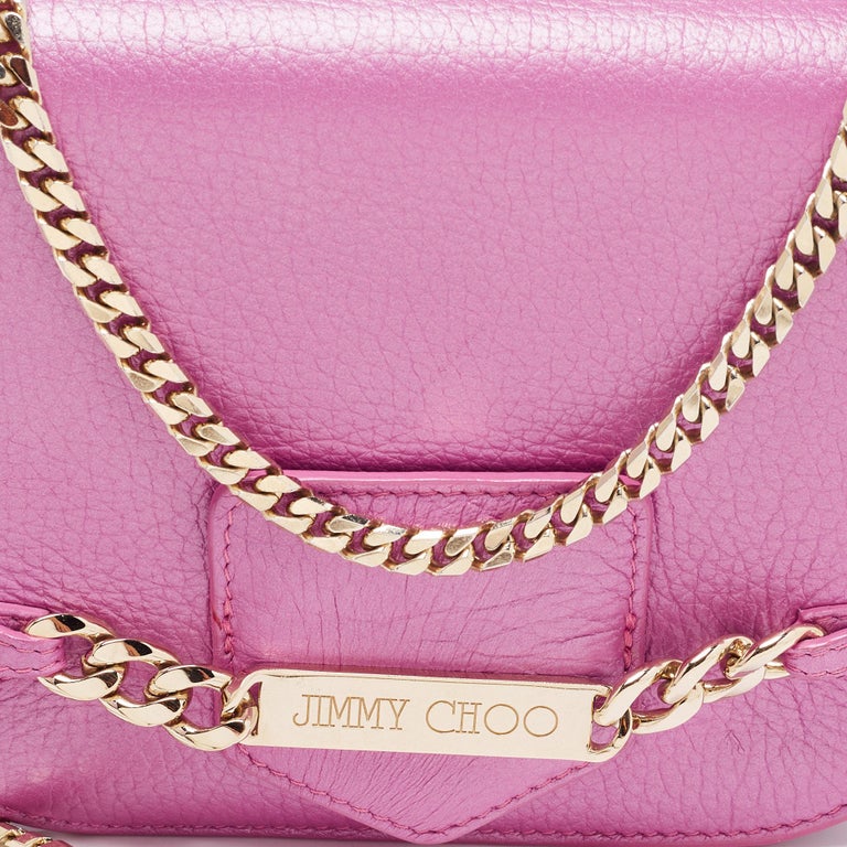 Jimmy Choo Pink Leather Shadow Chain Shoulder Bag For Sale at 1stDibs